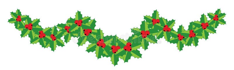 Christmas Holly Garland for Your Design Stock Vector - Illustration of ...