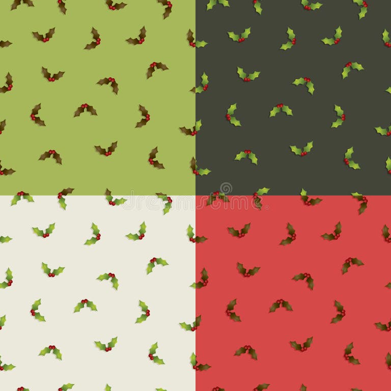 Christmas holly patterns stock vector. Illustration of white - 45909719