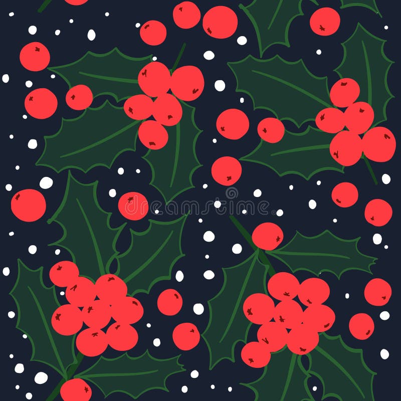 Christmas Holly Vector Set Hand Drawn Stock Illustration - Illustration ...