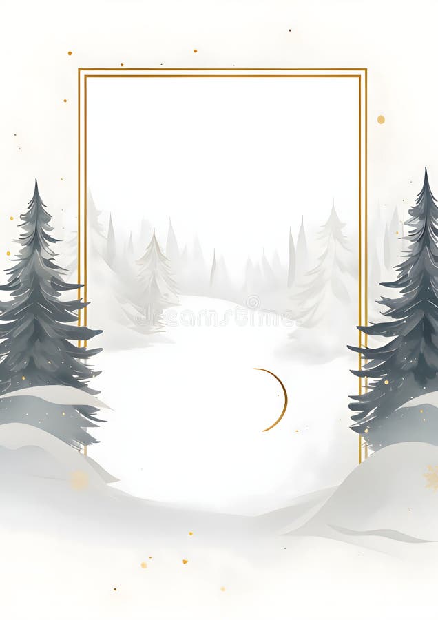 Christmas Horizontal Frame, Around Pine Trees, Snowdrifts Stock Vector ...