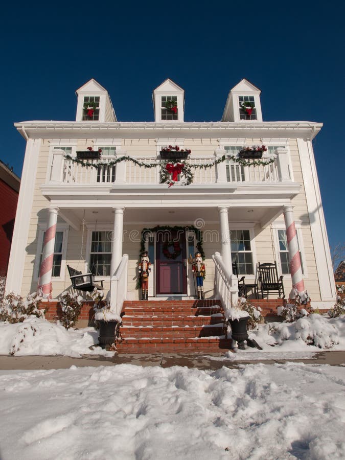 Christmas House stock image. Image of house, winter, railing - 22420021