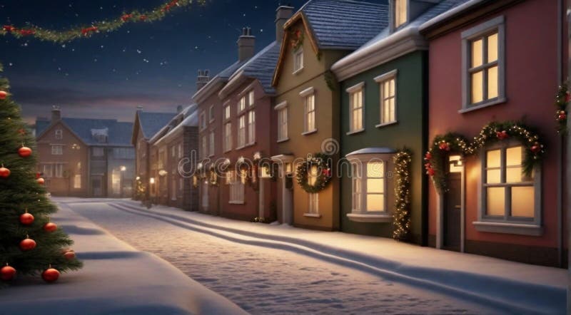 Christmas House in the Village, View of the City in Christmas ...