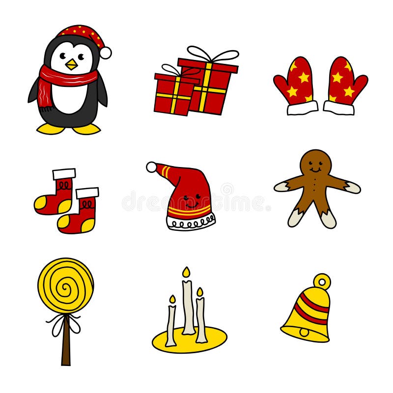 Christmas Icon Set Collection Concept Stock Vector - Illustration of ...