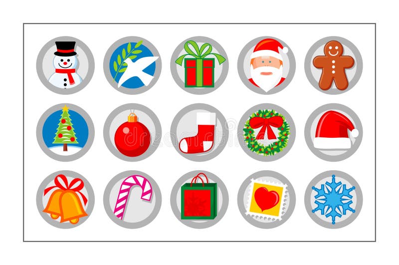 Christmas Icon Set - Version 1 Stock Vector - Illustration of snowflake ...