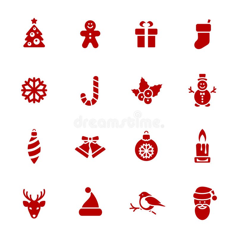 Outline Christmas Icons Collection. Stock Vector - Illustration of star ...
