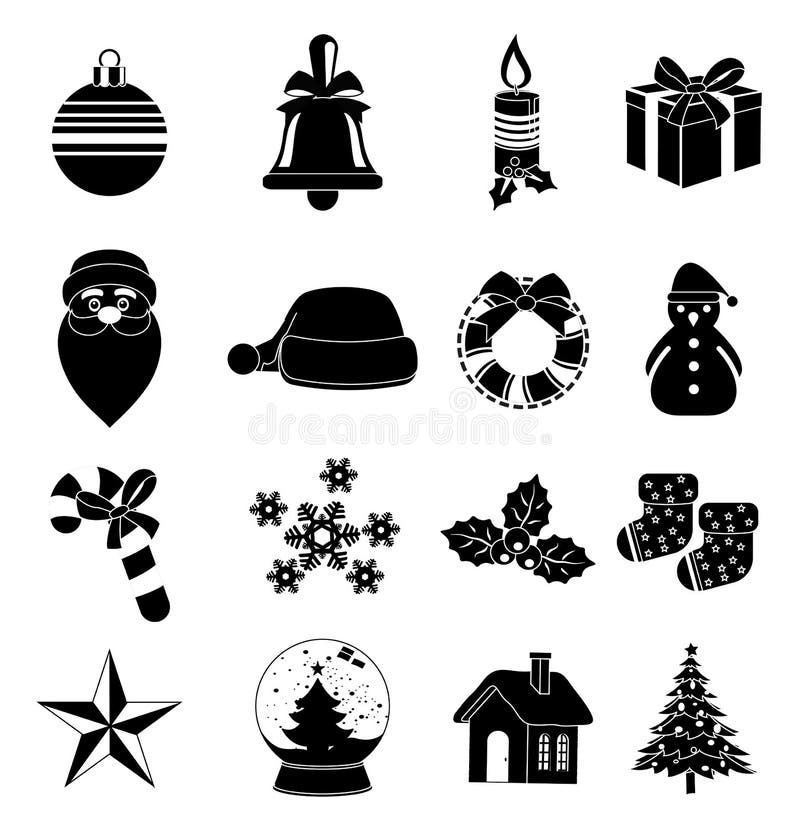 Christmas Icons Set Black Stock Illustrations – 16,406 Christmas Icons ...