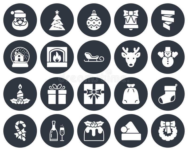 Christmas icons set stock vector. Illustration of claus - 104664579