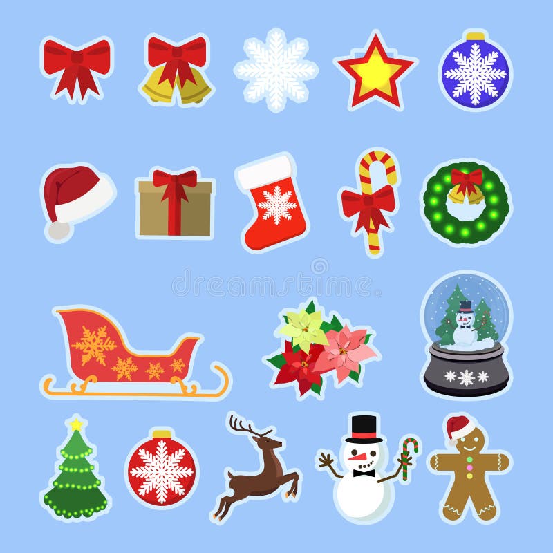 Christmas Icons Set. Holiday Objects Collection. Vector Illustration ... Christmas Icons Set. Holiday Objects Collection. Vector Illustration ...