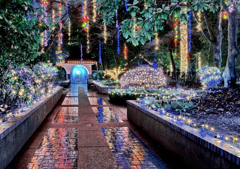 Christmas Illuminations in the Park Stock Photo - Image of gardens ...