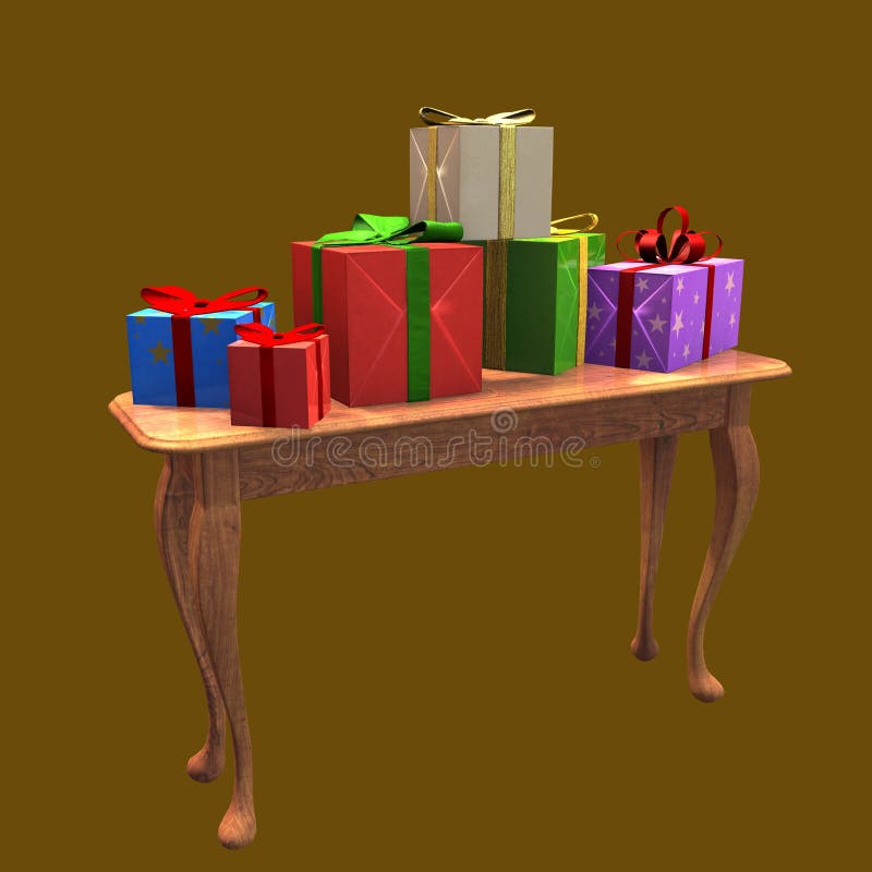 Gift Parcels Arranged on a Wooden Table Stock Illustration ...