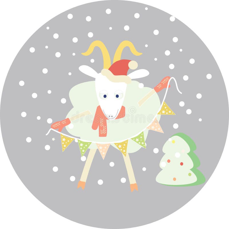 Christmas Illustration with Goat Stock Vector - Illustration of ...