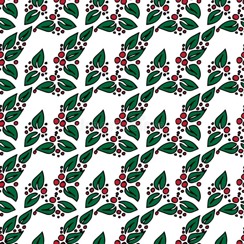 Christmas Illustration Mistletoe. Christmas Card. Seamless Pattern ...