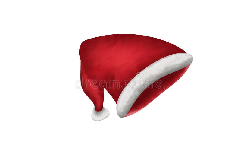 Christmas Illustration with Red Santa Hat on White Background. Isolated ...