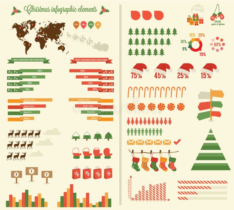 Christmas Infographic Set with Charts and Other Elements. Stock Vector ...