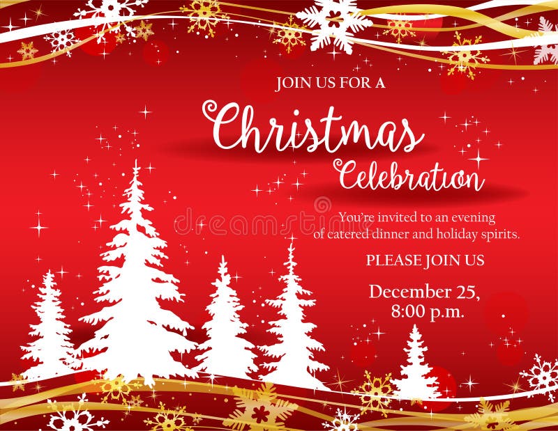 Christmas Invitation or Greeting Card Stock Vector - Illustration of ...