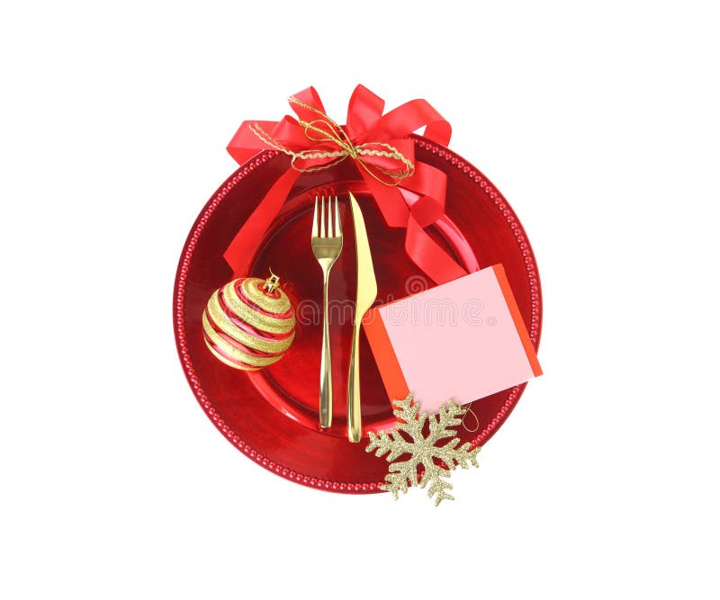 Christmas Invitation Template. Empty Paper Note in a Red Plate on White ...