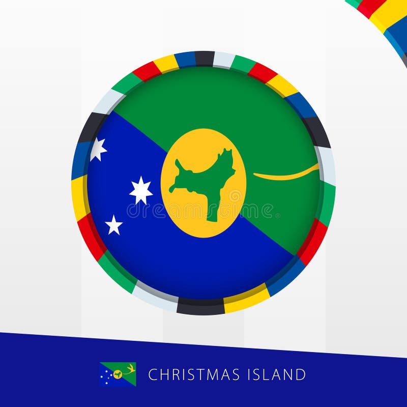 Christmas Island Flag with Colorful Circle Border Stock Vector ...
