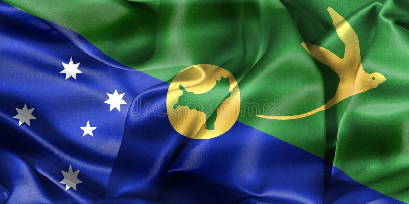 Christmas Island Flag - Realistic Waving Fabric Flag Stock Illustration ...