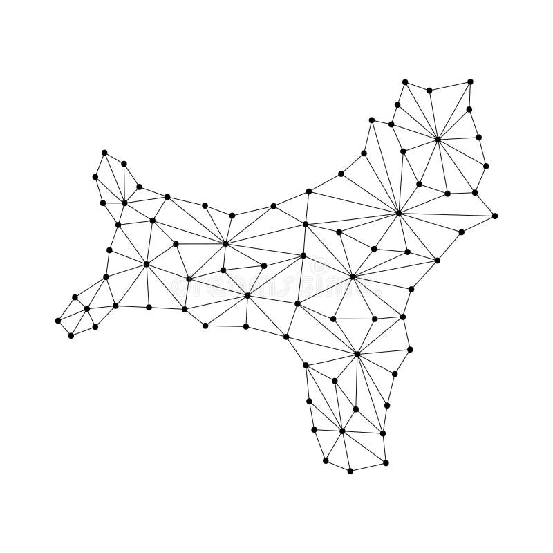 Christmas Island Map of Polygonal Mosaic Lines Network, Rays, Dots ...