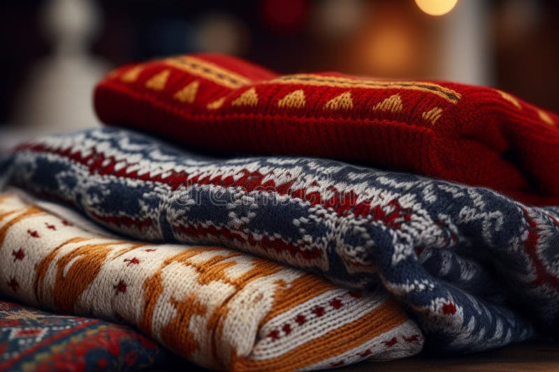 Christmas Knitted Winter Sweater with Pattern. Generative AI Stock ...