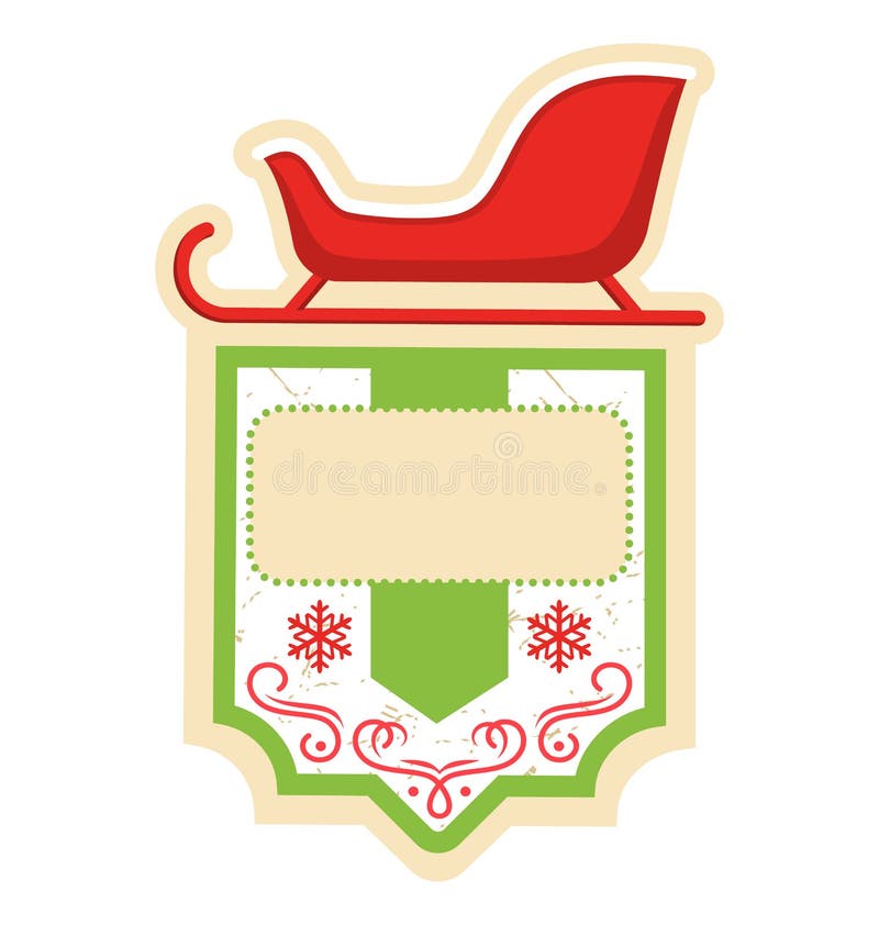 Christmas Label Icon Flat Frame with Sledge on White Stock Vector ...