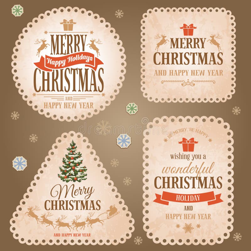 Christmas labels set stock vector. Illustration of merry - 60931042