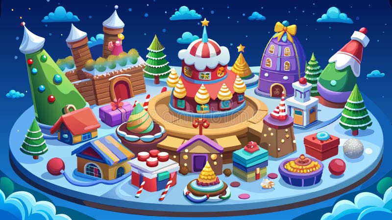 Christmas Land. Christmas Party and Celebrations. Template 2d. 3d ...