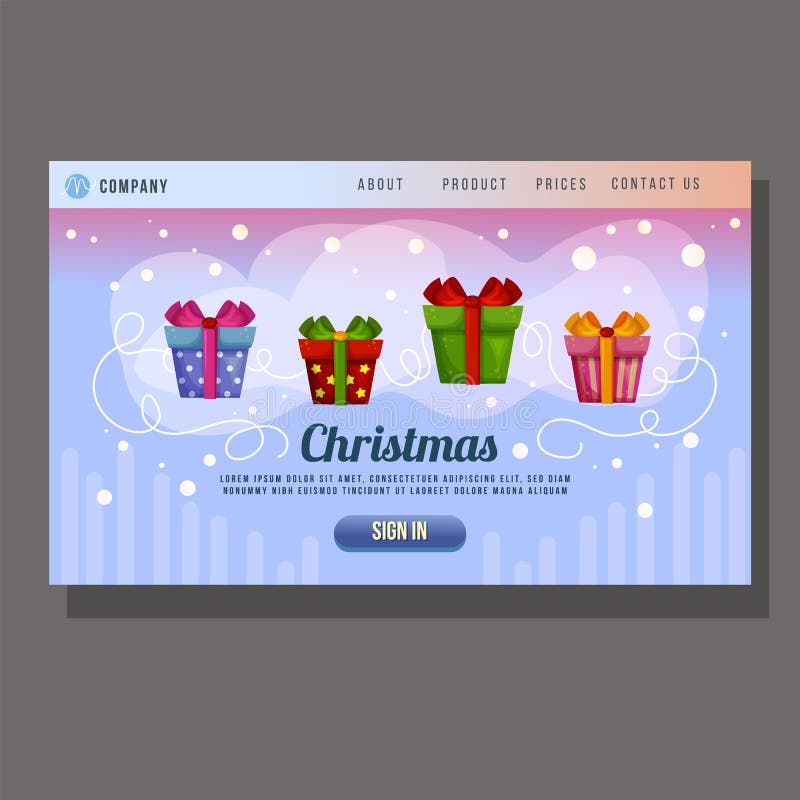 Christmas Landing Page Gift Present Box Website Stock Vector ...