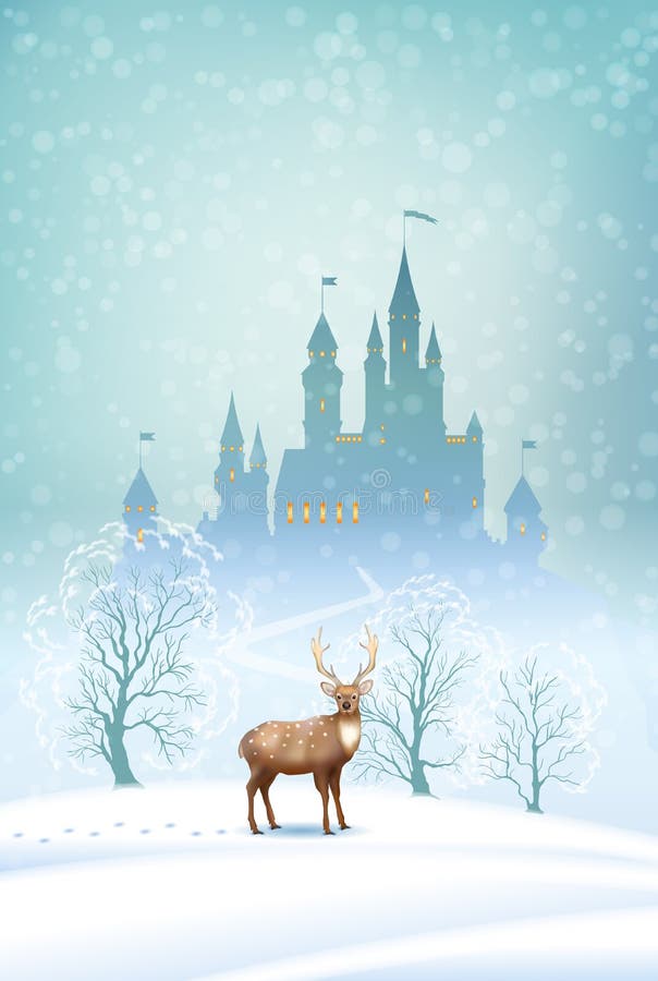 Christmas Landscape Winter Castle Stock Vector - Illustration of snow ...