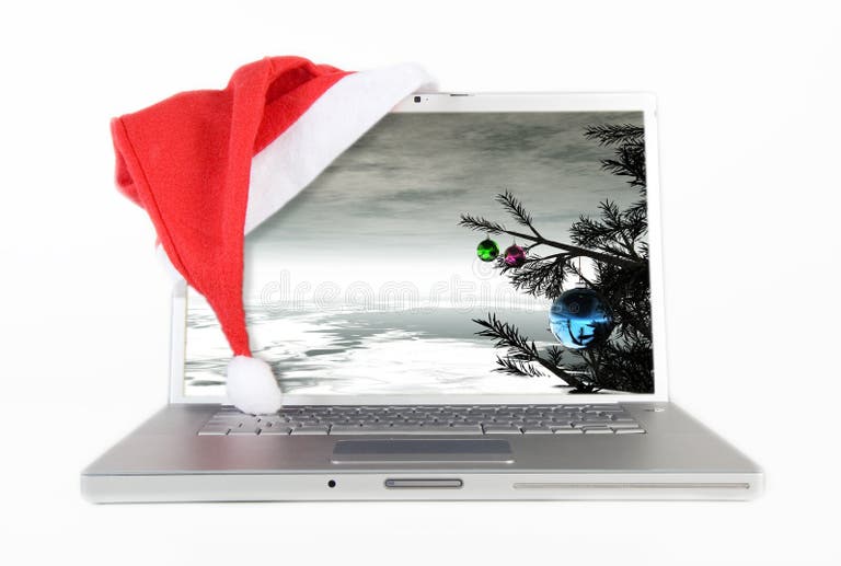 Christmas Laptop stock image. Image of christmas, silver - 6858179