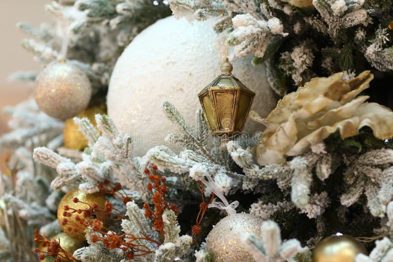 Christmas Layers. Christmas Decorations on the Christmas Tree Stock ...