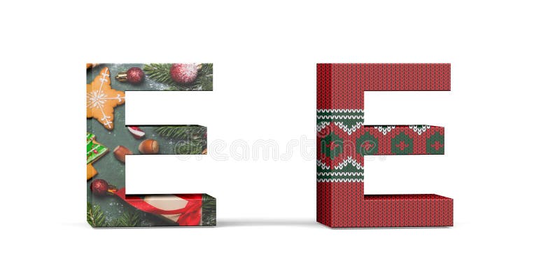 Christmas Letter E - Three Dimensional Letter E with Textures with ...