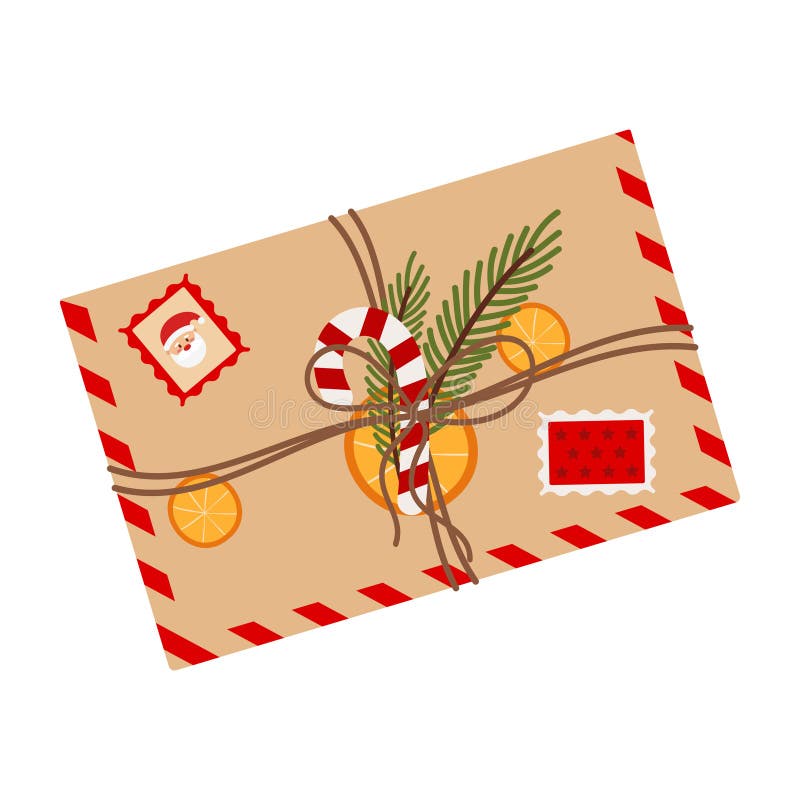 Christmas Letter and Gift Envelope Illustrations. Letter To Santa Stock ...