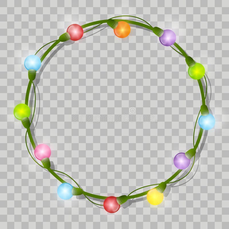 Christmas Light Bulbs Round Frame Stock Vector - Illustration of blue ...