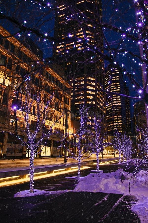 Christmas Light Decorations in Downtown Calgary Stock Image - Image of ...