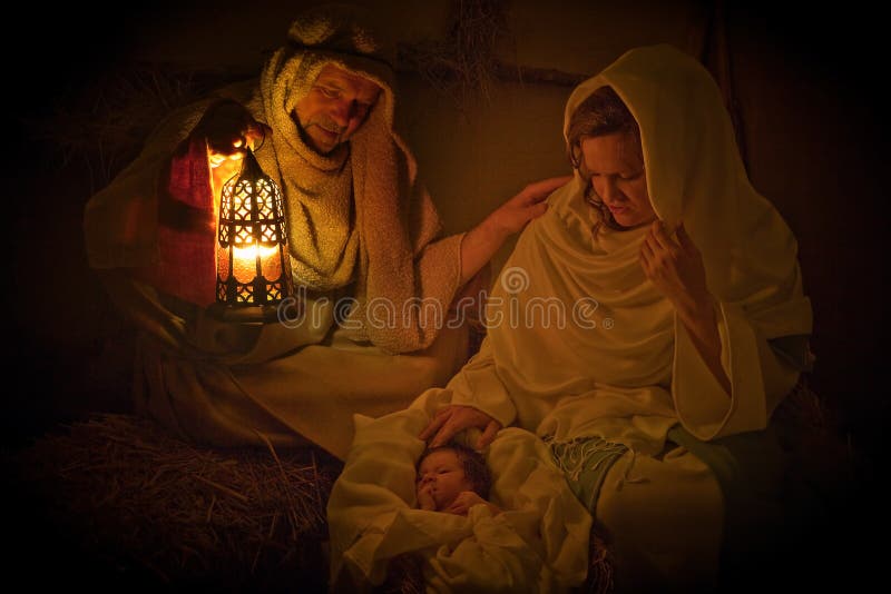 Christmas Light in a Manger Stock Photo - Image of holiday, infant ...