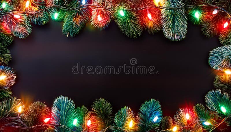 Christmas lights border stock illustration. Illustration of decorative ...