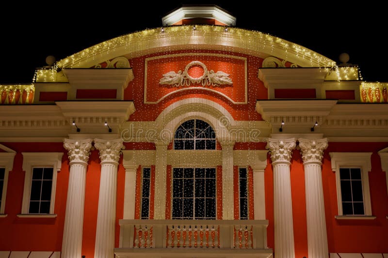 Christmas Lights on the Building Stock Photo - Image of architecture ...