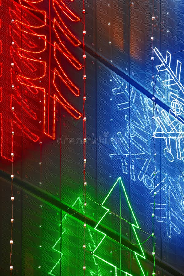 Christmas Lights Decoration on a Building Facade Stock Image - Image of ...