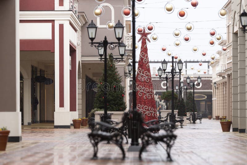 Christmas Lights, Christmas Decorations on the Street Stock Image ...