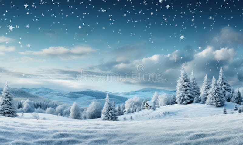 A Christmas Forest Scene with Christmas Decorations, Snow Scene ...