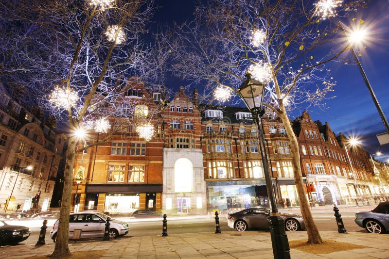 Christmas Lights Display in London Stock Image - Image of night, sloane ...