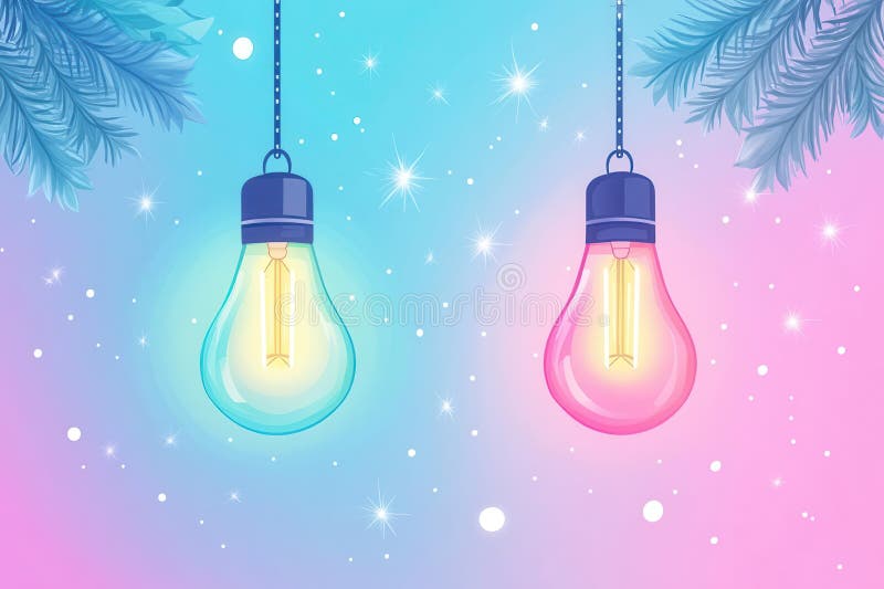 Christmas Lights Flat Design Side View Christmas Theme Cartoon Drawing ...