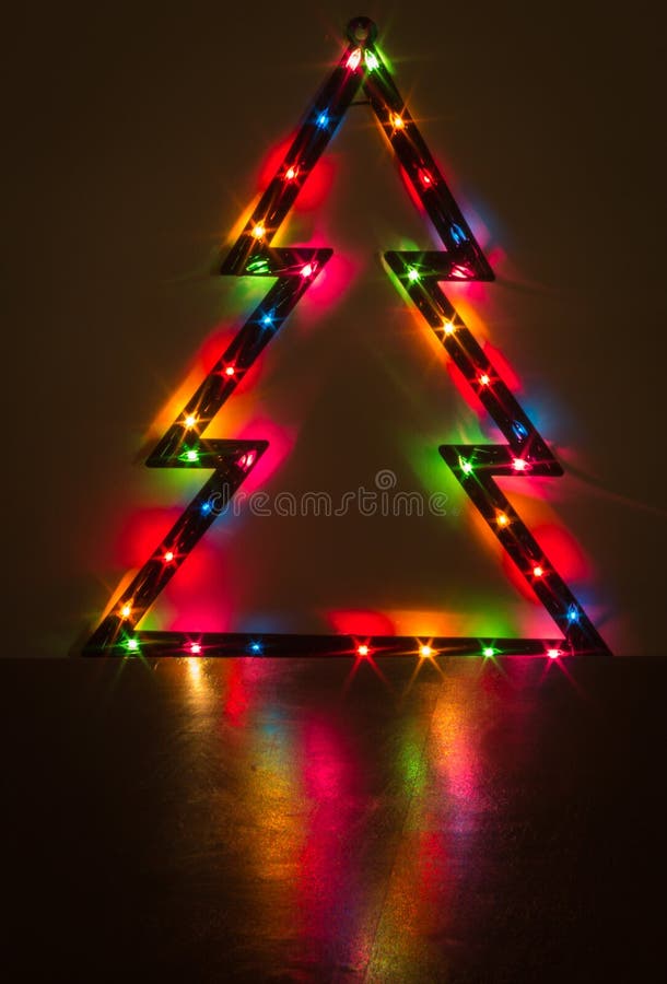Christmas Lights in the Form of a Christmas Tree Stock Photo - Image of ...