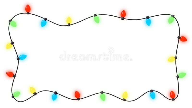 Christmas Lights Frame Isolated on Transparent. Stock Image ...