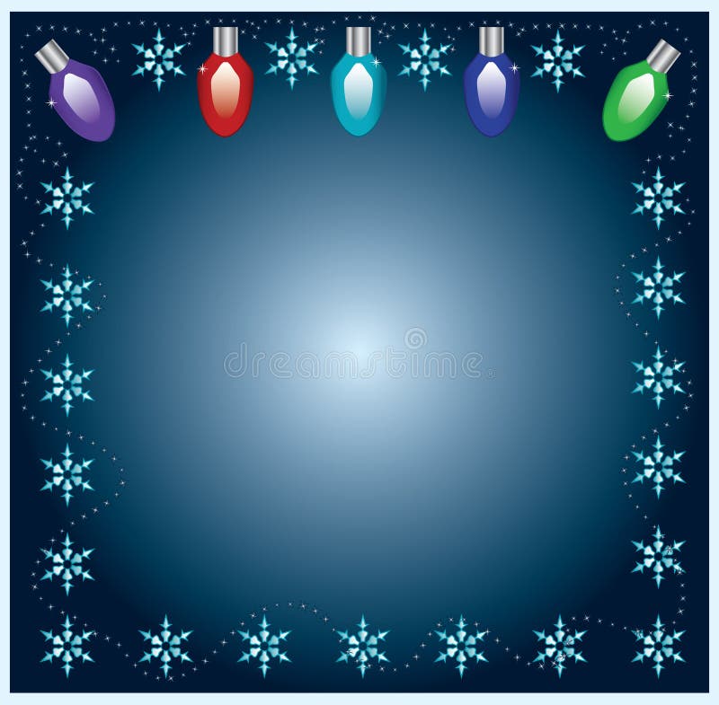 Christmas Lights Frame with Snowflakes Stock Vector - Illustration of ...