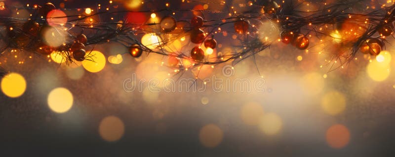 Christmas Gold Stars, Glitter and Lights Banner Background - Festive ...