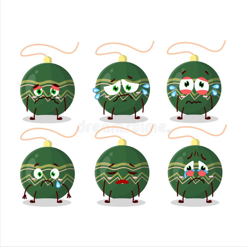 Christmas Lights Green Cartoon Character with Sad Expression Stock ...