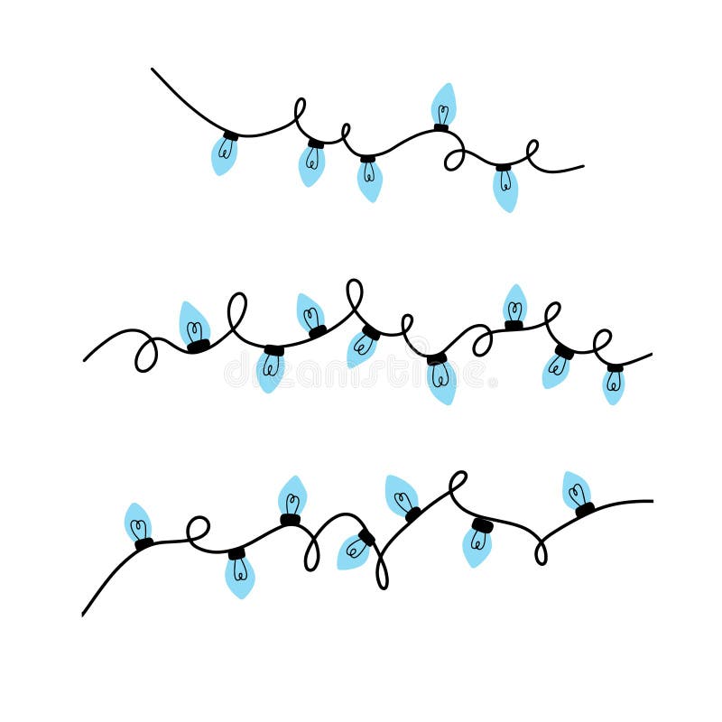 Christmas Lights Isolated on White Background. Doodle Illustration ...
