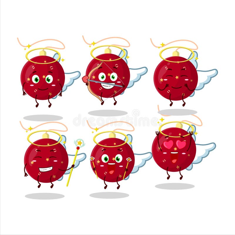 Christmas Lights Red Cartoon Designs As A Cute Angel Character Stock